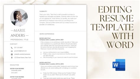 Editing Resume Template In Ms Word Youtube