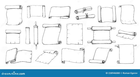Scroll Paper Sketch Ancient Parchment Roll And Medieval Epistle