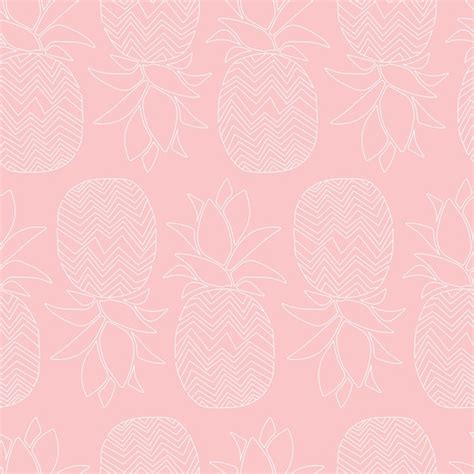 Premium Vector Tropical Cute Pineapple Line Pattern With Pink Background