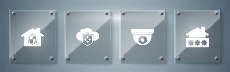 Set House With Password Security Camera Cloud And Shield And Under