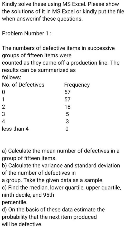 Solved Kindly Solve These Using Ms Excel Please Show The Solutions Of