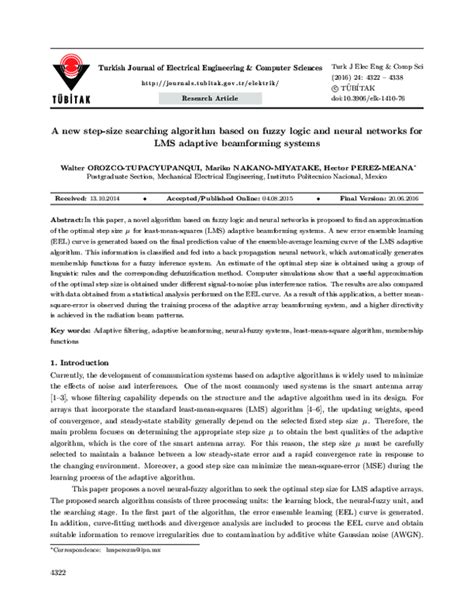 A New Step Size Searching Algorithm Based On Fuzzy Logic And Neural Networks For Lms Adaptive