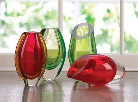 Red Cut Glass Vase Happy Homes Collection