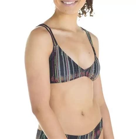 Womens Damsel Athletic Triangle Matrix Bikini Top Swimsuit
