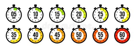 Stopwatch Icons Colorful Simple Chronometer Time Counter With Dial Stock Vector Illustration