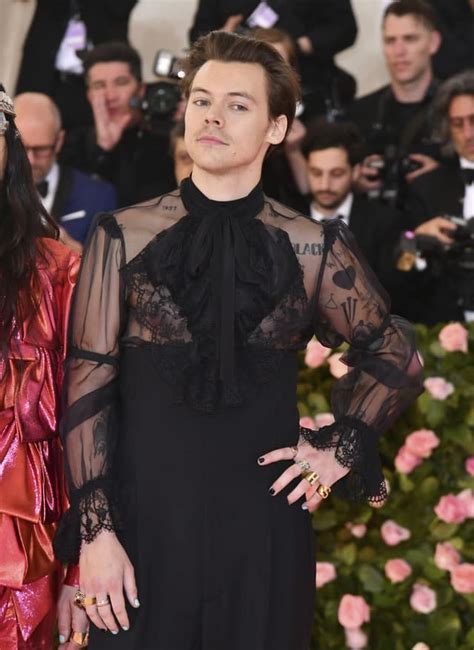 Harry Styles Embraces Camp In See Through Gucci Top At Met Gala