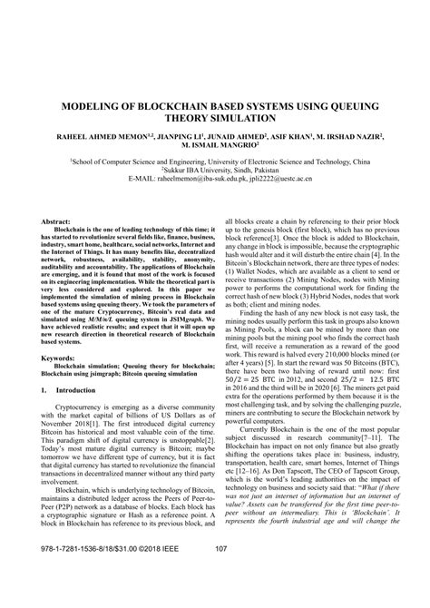 Pdf Modeling Of Blockchain Based Systems Using Queuing Theory Simulation