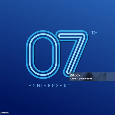 7 년 주년 기념 로고 블루 선 색 진한 파란색 배경에 축 하 초대 카드 인사말 카드에 대 한 벡터 디자인 격리와 기념일 로고 기념일에 대한 스톡 벡터 아트 및 기타 이미지