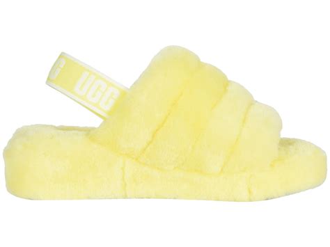Ugg Rubber Fluff Yeah Slide Pink Dawn Womens Slippers In Neon Yellow Yellow Lyst