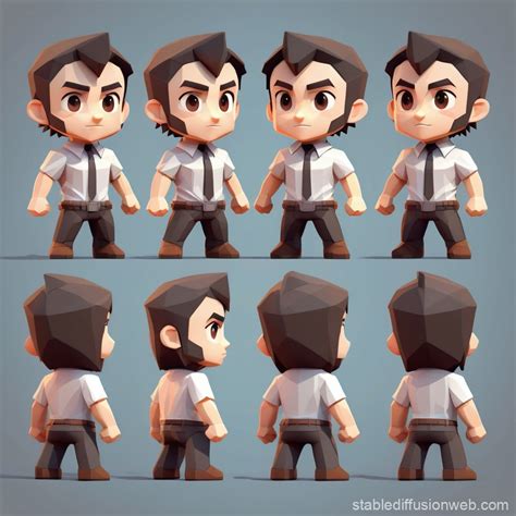 A Male Hero Tpose Reference Of A Chibi Anime Style Character Front Side