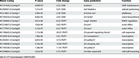 Microarray Expression Data For Selected Sam Domain Control Genes