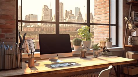 창문 옆 책상에 있는 컴퓨터 모니터의 3d 렌더링을 볼 수 있는 현대적인 워크스테이션 집 책상 작업실 컴퓨터 실 배경 일러스트 및 사진 무료 다운로드 Pngtree