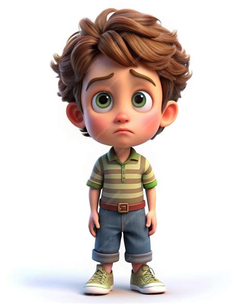 Cute 3d Anime Style Expressive Cartoon Boy Wearing Casual Outfit