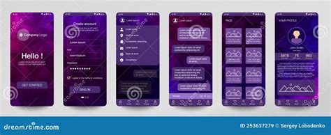 Design Of Mobile App Ui Ux Gui Set Of User Registration Screens With Login And Password