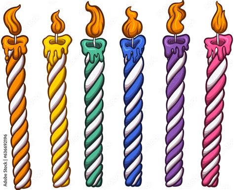 Birthday Candles Vector Clip Art Illustration With Simple Gradients