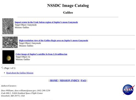 Nasa Space Science Data Archive Galileo Graphic For 9th 10th Grade Lesson Planet