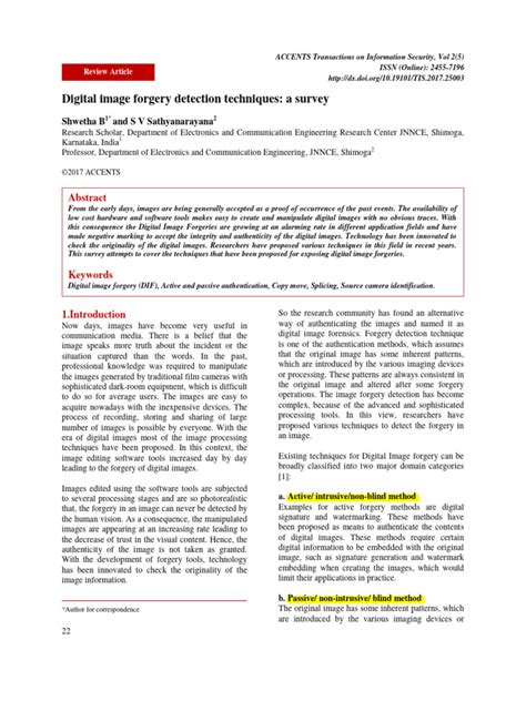 Digital Image Forgery Detection Techniques A Surve Pdf Charge