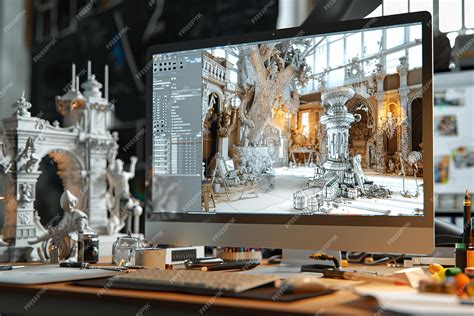 3d Modeling Artist Creating Virtual Worlds Premium Ai Generated Image