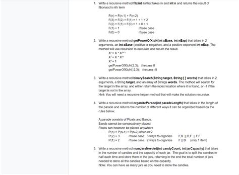 solved 1 write a recursive method fib int n that takes in