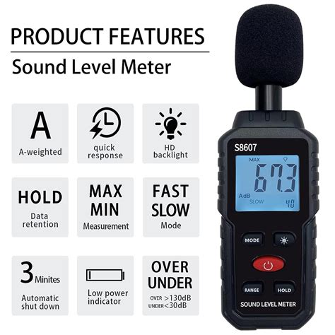 URNIS Sound Noise Level Meter Digital Alat Pengukur Suara 30 130dB S8607 Black