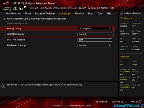 Enable The Internal Graphics Card Igpu Intel Uhd Graphics 630 Of The Asus Rog Maximus Xiii