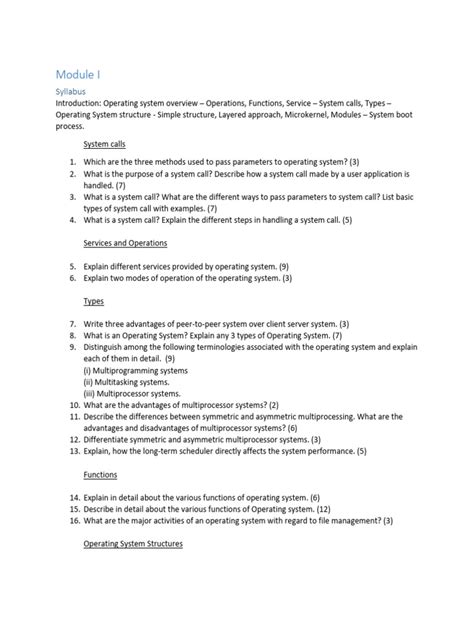 Cst206 Os Module 1 Pyqs Pdf Operating System Kernel Operating