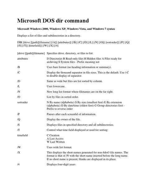 Microsoft Dos Dir Command Pdf Filename Computer File
