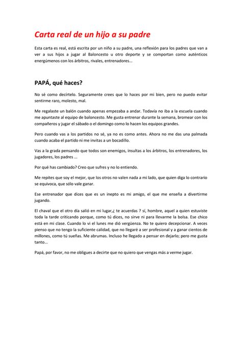 Carta Real De Un Hijo A Su Padre