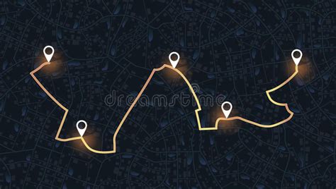 Gps Navigator Screen With Street Roads And Location Destination Points City Top View Online