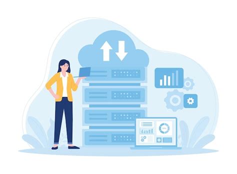 Premium Vector Database Management System Web Hosting Concept Flat