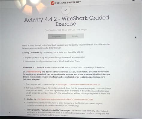 solved full sail university activity 4 4 2 wireshark gr