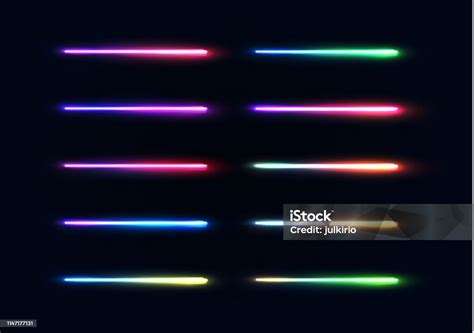 네온 조명 튜브 세트입니다 어두운 파란색 배경에 고립 된 화려한 빛나는 라인 컬렉션입니다 야 광 그라데이션 램프 요소는 밤 파티