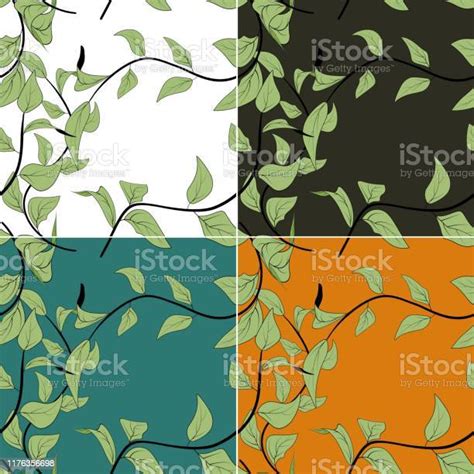 색상 전체에 현대적인 스타일의 색상 잎 다채로운 벡터 일러스트레이션입니다 식물 그림 원활한 벡터 텍스처 인쇄 템플릿 디자인 요소 원활한 꽃 배경입니다 0명에 대한 스톡 벡터