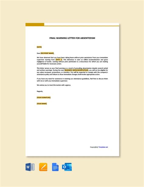 Editable Warning Letter Templates In Apple Pages To Download