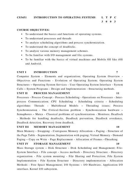 Cs3451 Os Pdf Process Computing Operating System