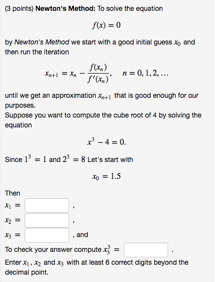 Solved Points Newton S Method To Solve The Equation Chegg