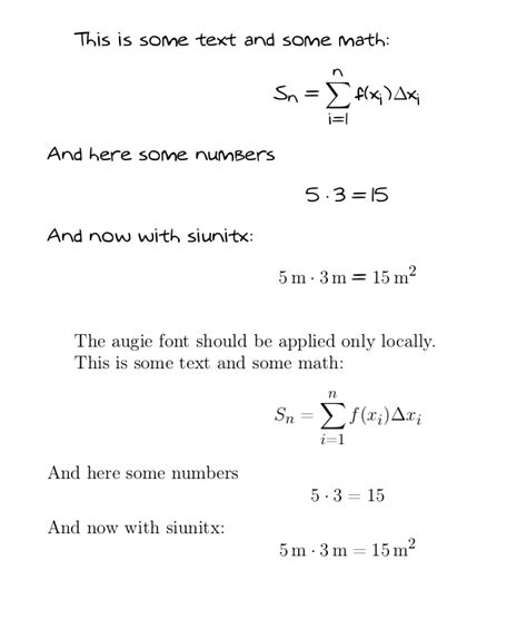 Make Siunitx Use Locally A Font Selected Via Mathastext Tex Latex