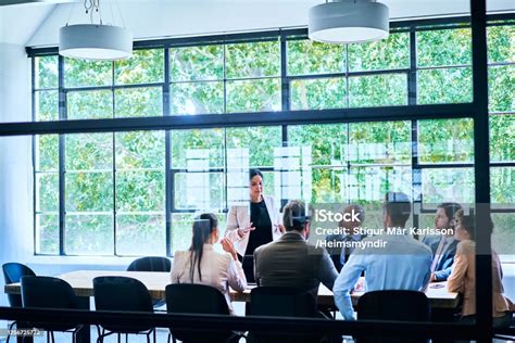 회의실에서 회의를 하는 동안 동료들과 이야기하는 사업가 업무 회의에 대한 스톡 사진 및 기타 이미지 업무 회의 창문 너머로