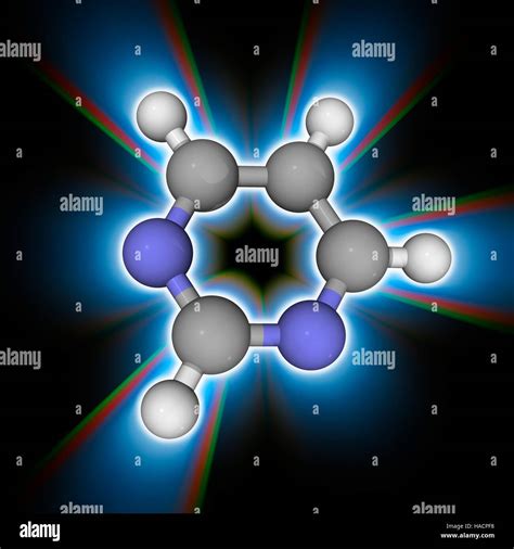 Pyrimidine Molecular Model Of The Aromatic Organic Compound Pyrimidine C4 H4 N2 The Nitrogen