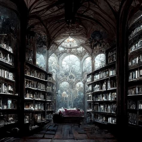 Gothic Sleeping Chambers In A Grand Library