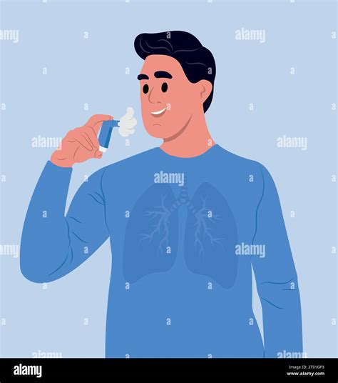 Young Smiling Man Using An Asthma Inhaler World Asthma Day Allergy