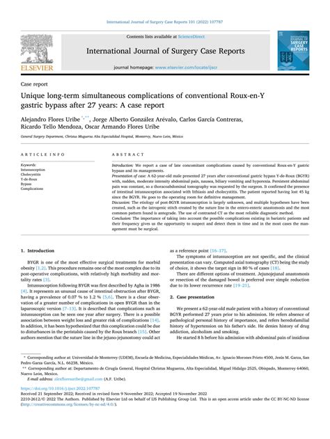 Pdf Unique Long Term Simultaneous Complications Of Conventional Roux