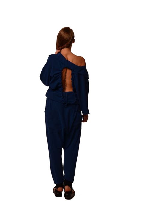 Harem Oversize Jumpsuit Blue Lounge Jumpsuit Plus Size Etsy