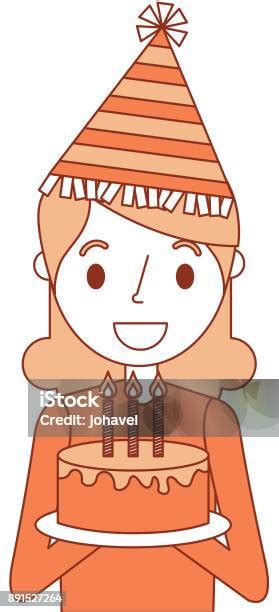 파티 모자를 착용 하는 생일 케이크를 들고 초상화 행복 한 여자 남자에 대한 스톡 벡터 아트 및 기타 이미지 남자 낮 명랑한 Istock