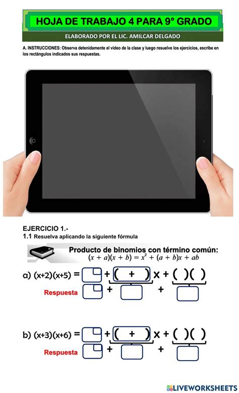 Uso De Fórmulas Interactive Worksheet Live Worksheets
