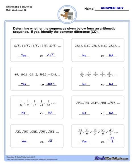 Arithmetic Sequence Worksheets Worksheets Library