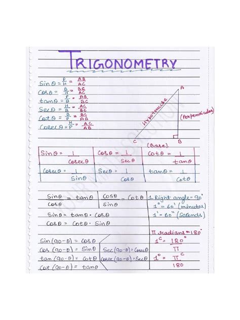 Trigonometry Notes Pdf Pdf
