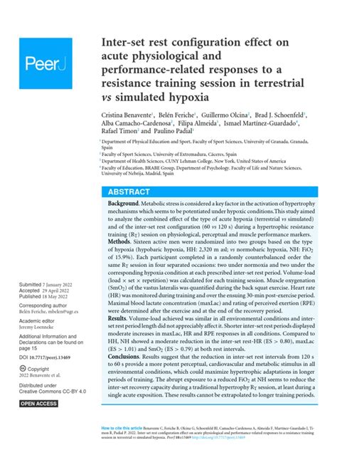 Inter Set Rest Configuration Effect On Acute Physi Pdf Hypoxia