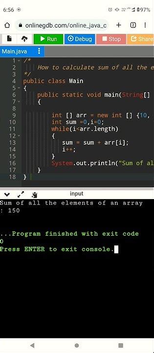 How To Calculate Sum Of All The Elements Of The Array In Java Coding