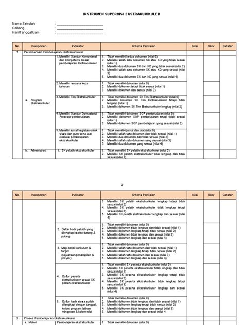 3 Instrumen Supervisi Ekstrakurikuler Pdf